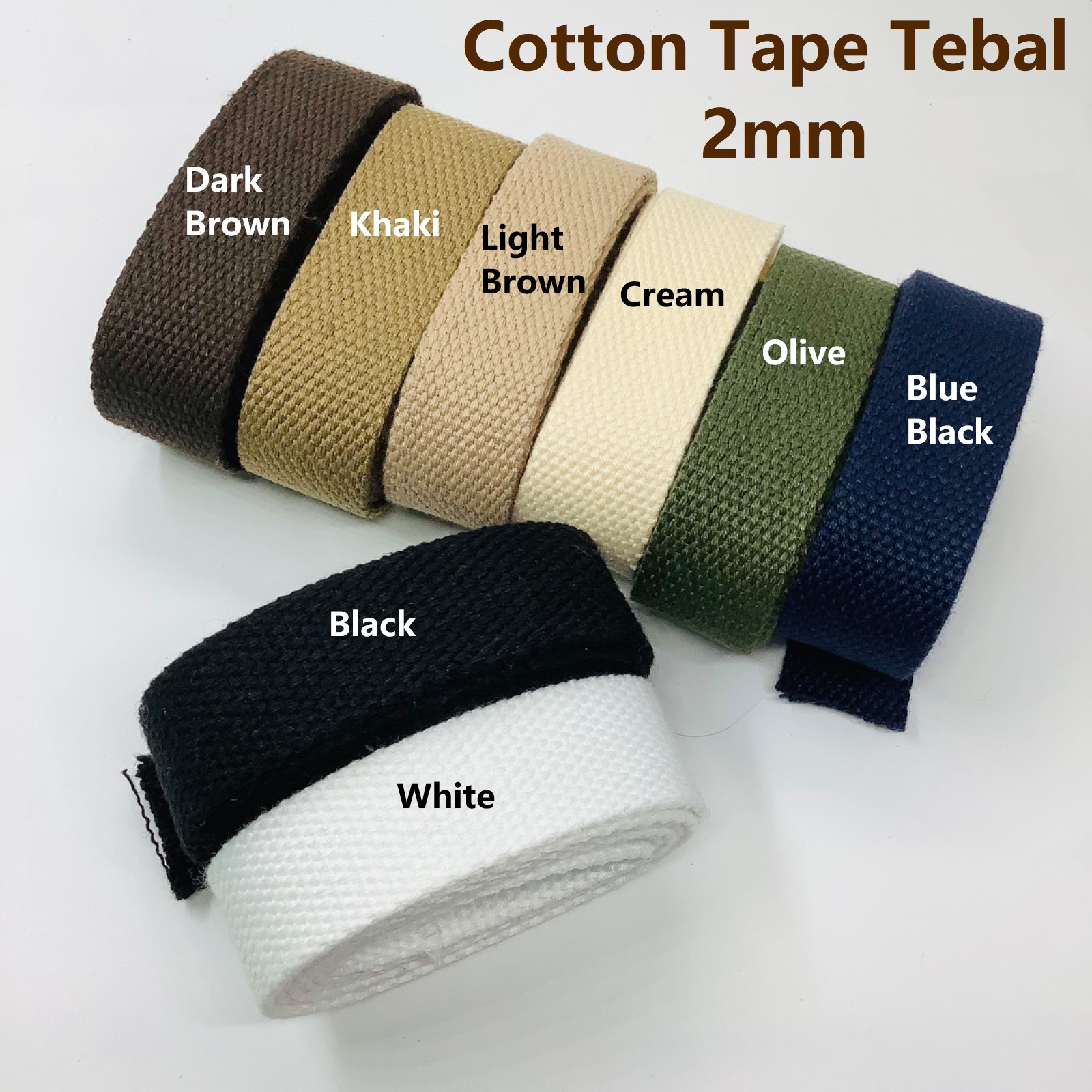 1inch Cotton Webbing Strap Extra Thick (2mm) Tali Cotton Tebal Tali Beg ...