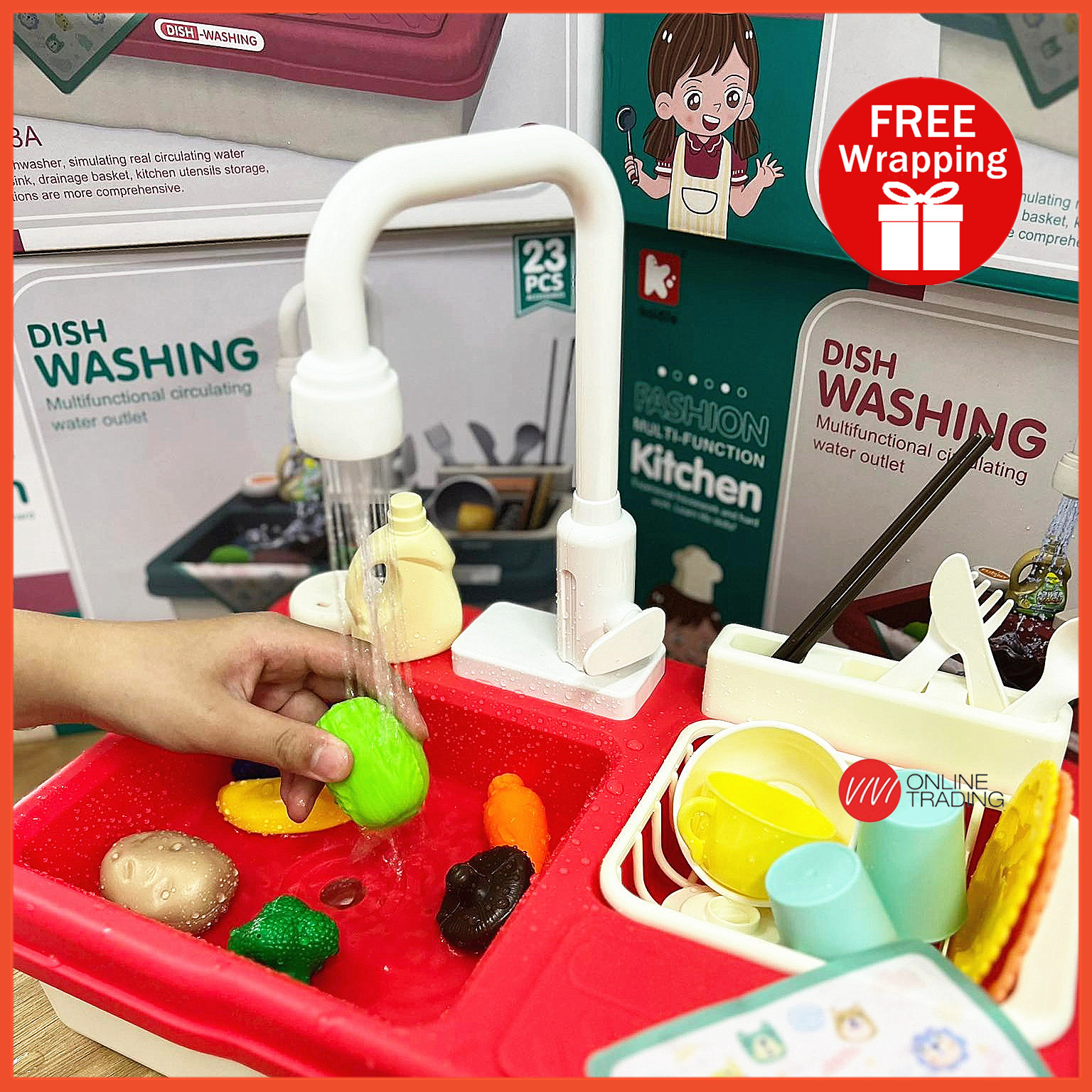 Dish Washing Toys Sink Toy With Water Kitchen Pretend Play Set | Shopee ...
