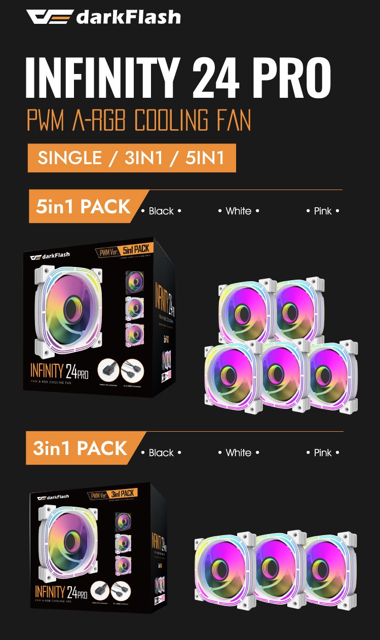Aigo darkFlash INF24 Pro PWM aRGB Cooling Fan (Inf24Pro PWM 3in 1Pack ... Aigo darkFlash INF24 Pro PWM aRGB Cooling Fan (Inf24Pro PWM 3in 1Pack ...