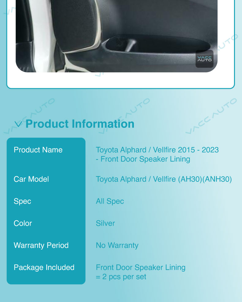 Toyota Vellfire / Alphard 30 Series Front Door Speaker Lining Silver ...