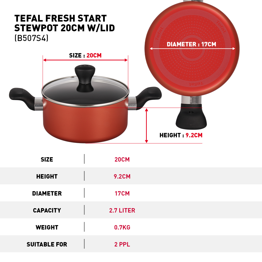 Tefal Fresh Start 4pcs (Non Stick Cookware Set/Pot and Pan) (Titanium ...