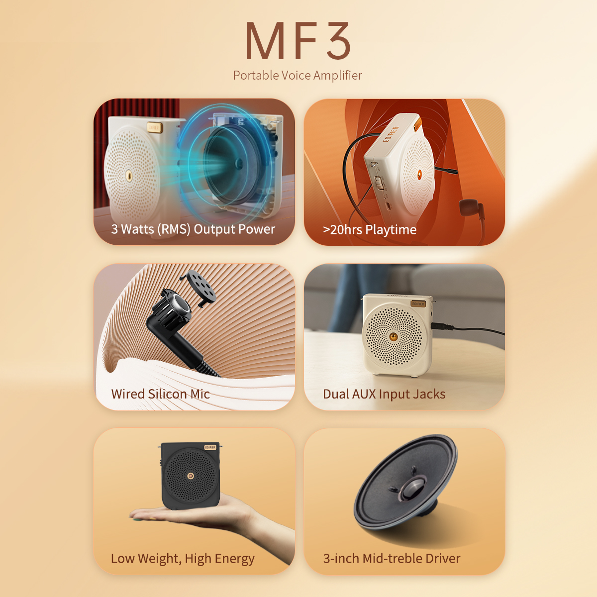 Edifier MF3 - Portable Voice Amplifier -Anti-Howling Microphone | Shopee Malaysia