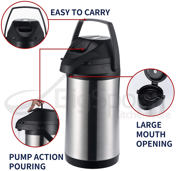 KAPPER 3L/5L Vacuum Flask Stainless Steel SUS304 Pump Water Dispenser ...