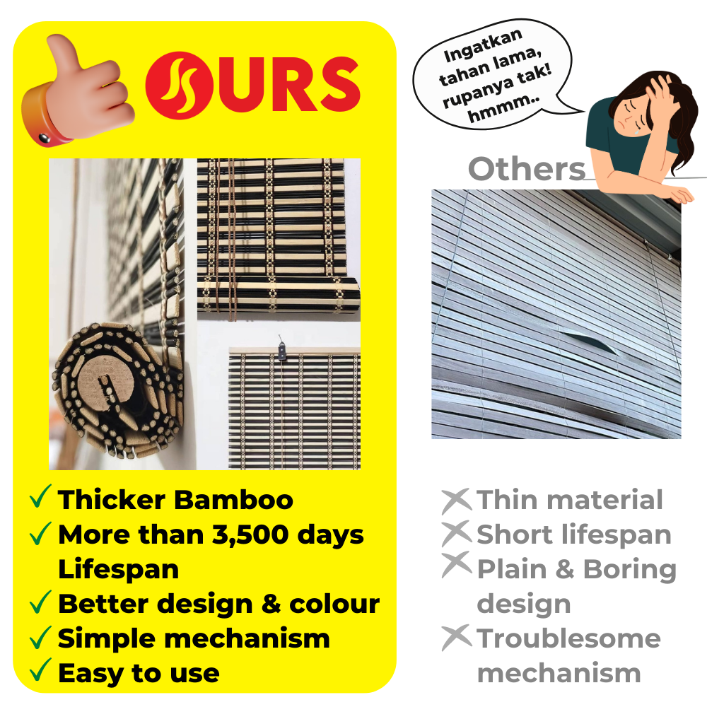 SUPERSAVE 4ft / 4 kaki Bidai Buluh Bamboo Blind Bidai Kayu Outdoor ...