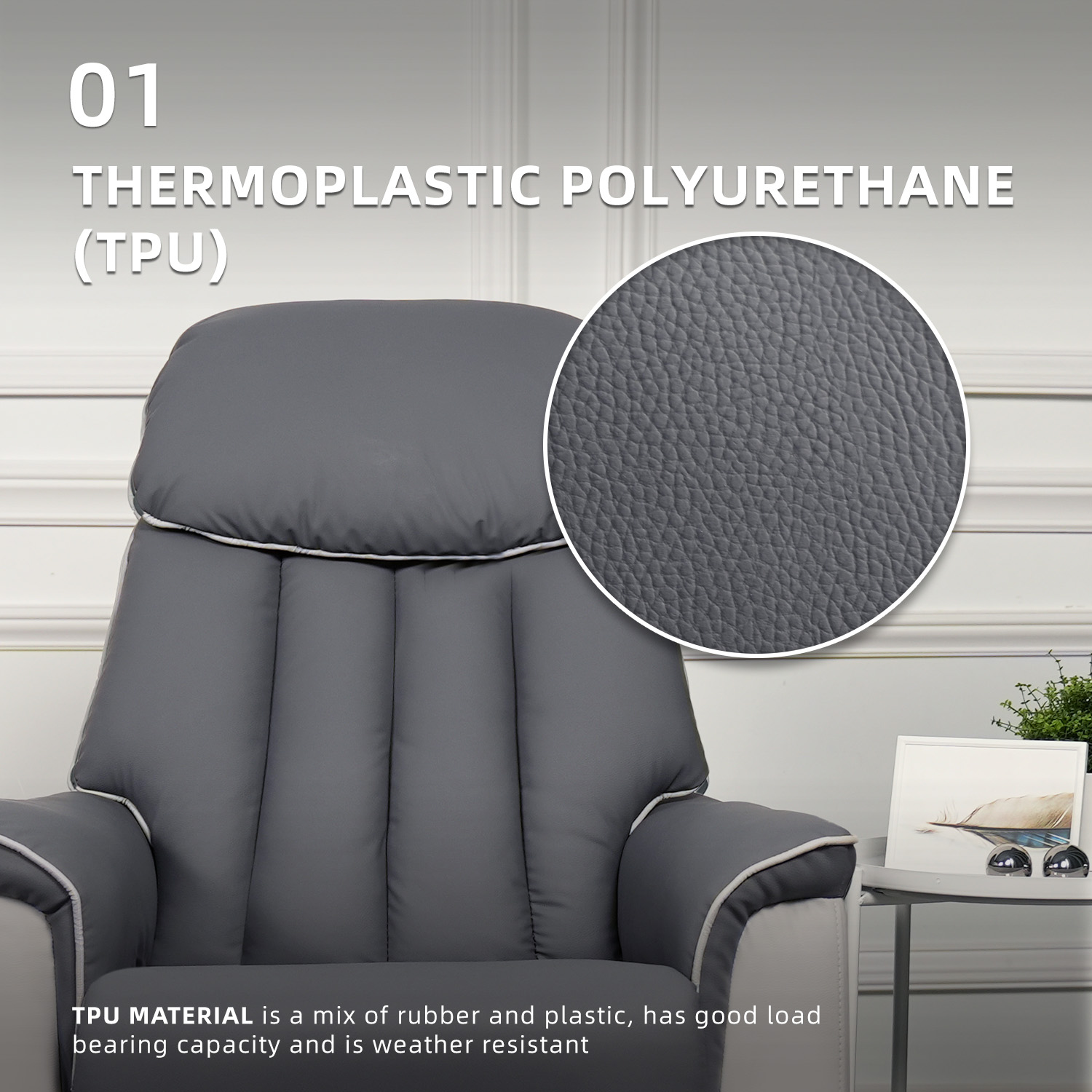 [FREE Shipping] KitchenZ TPU Recliner Sofa Chair - Dark Grey/Light Grey ...
