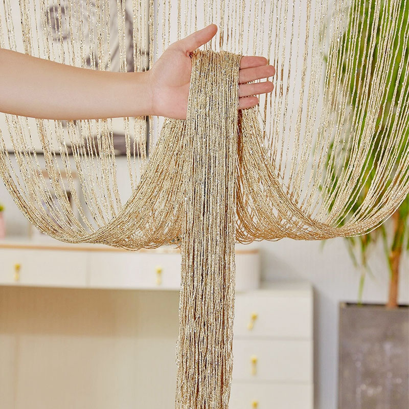 DIY Window String Curtain Sparkling Beads Waving Line Curtains Entrance ...