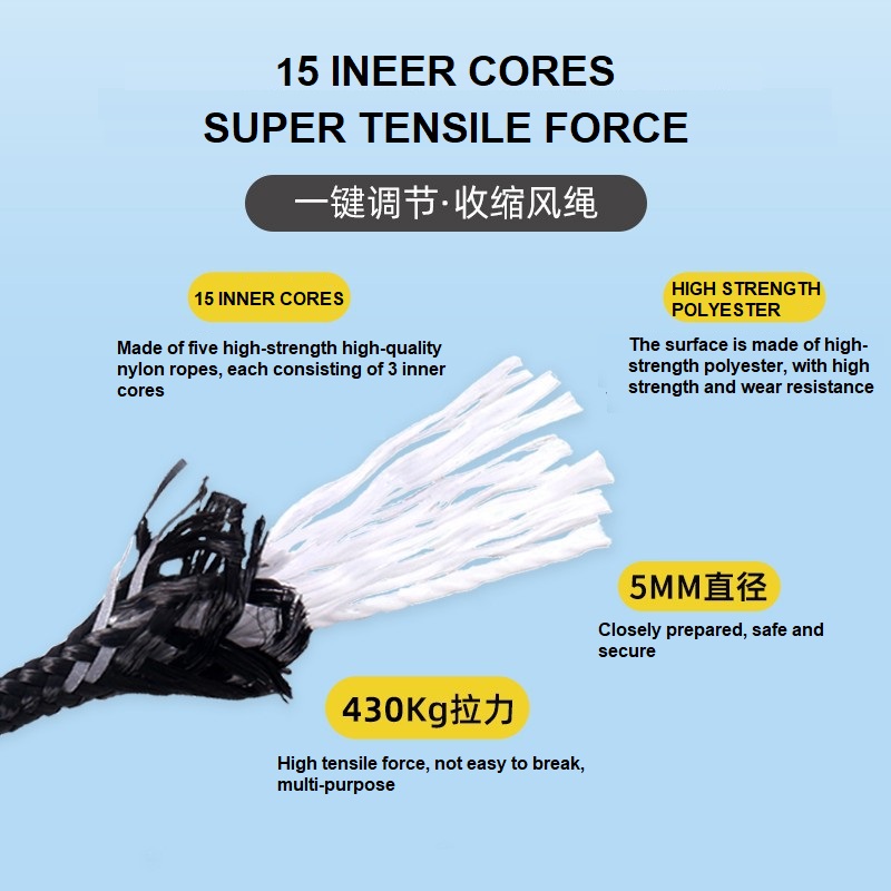 Camping Tent Rope Nylon Anti-slip Paracord Rope Flysheet Tarp Wind Rope ...