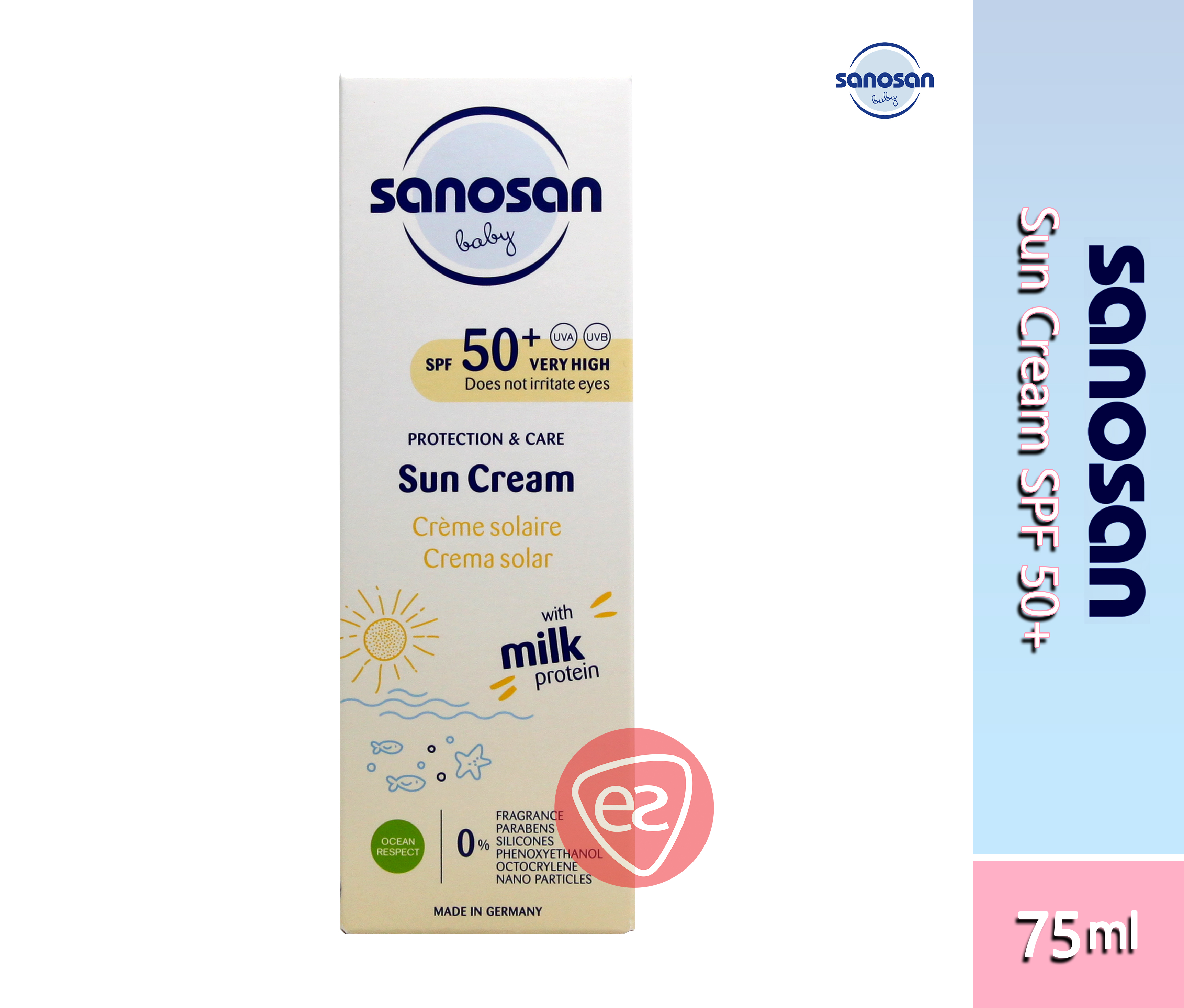 SANOSAN BABY SUN CREAM SPF 50+ WITH MILK PROTEIN 75ML UNSCENTED (FOR ...