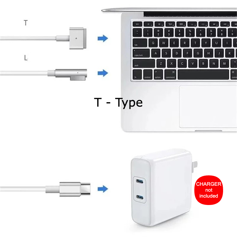 Charging Cable Laptop USB Type C to Magnetic 2 T Type For A1435 A1465 ...
