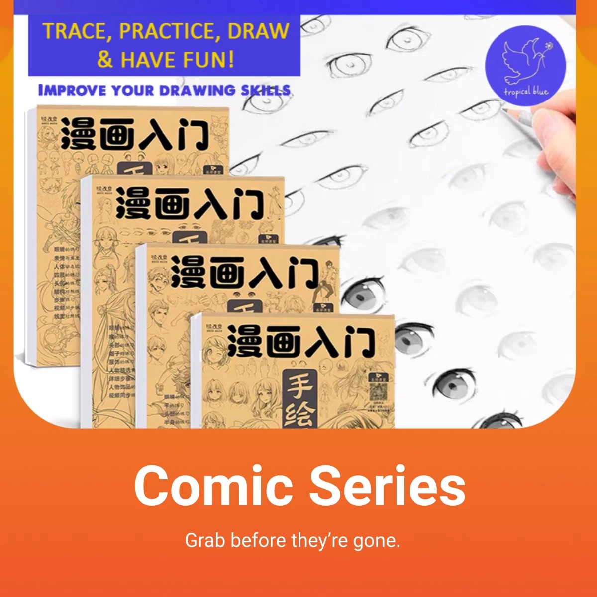 Tropical Blue Practice Drawing Sketching Book Skill Comic Series Art ...
