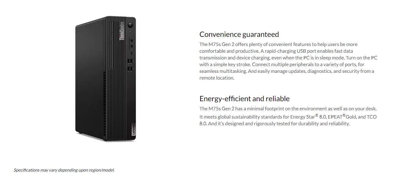 Lenovo ThinkCentre M75s Gen 2 Ryzen5 Pro-3400G/8GB RAM/256GB SSD/Win10 Home PC Desktop - Open ...