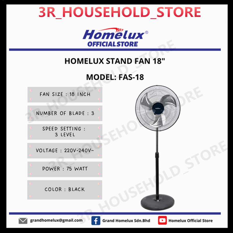HOMELUX 18 INCH HEAVY DUTY INDUSTRIAL STAND FAN FAS-18 | Shopee Malaysia