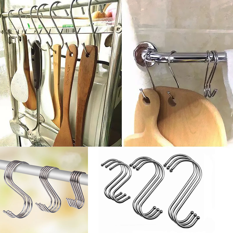 𝗥𝗘𝗦𝗜𝗦𝗧𝗔𝗡𝗧 𝗪𝗘𝗜𝗚𝗛𝗧 》Stainless Steel S Shape Hook Multipurpose Thick Metal ...