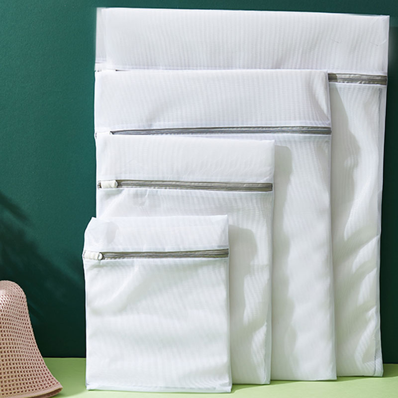 𝗭𝗜𝗣𝗣𝗘𝗥 》Thickened Fine Mesh Laundry Bag Washing Machine Zip Net Bag Beg ...