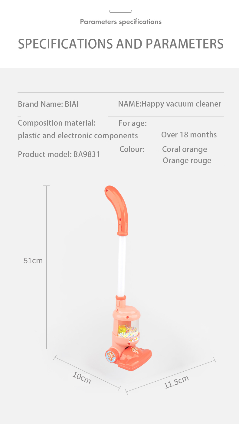 Pretend Play Vacuum Cleaner Kids Stimulation Gift Toy Playset Toddler ...