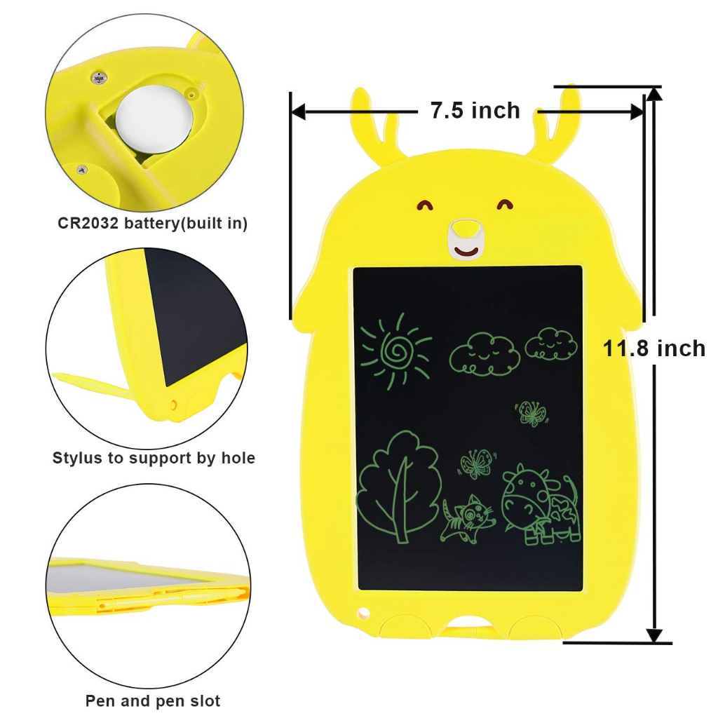 𝗘𝗥𝗔𝗦𝗘 + 𝗟𝗢𝗖𝗞 》Animal Cartoon Design LCD Writing Board Tablet Kids Early ...