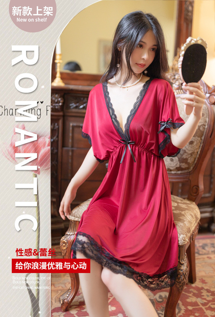 Deep-V Babydoll Dress Women Sleepwear Sexy Lingerie Baju Tidur Seksi Wanita MS801 (4 Color ...