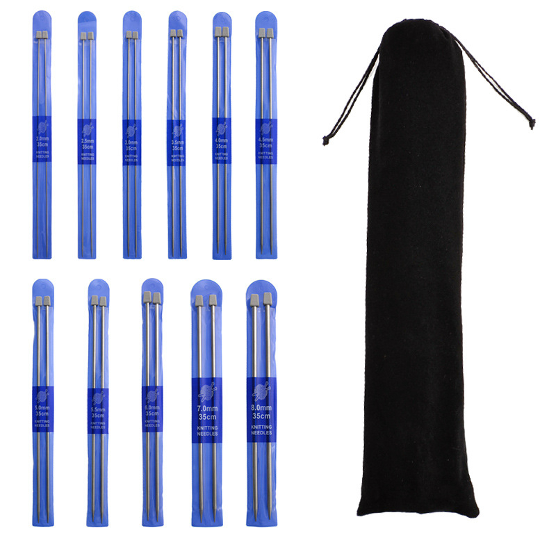 22pcs Stainless Steel Knitting Needle Set Straight Single Pointed ...