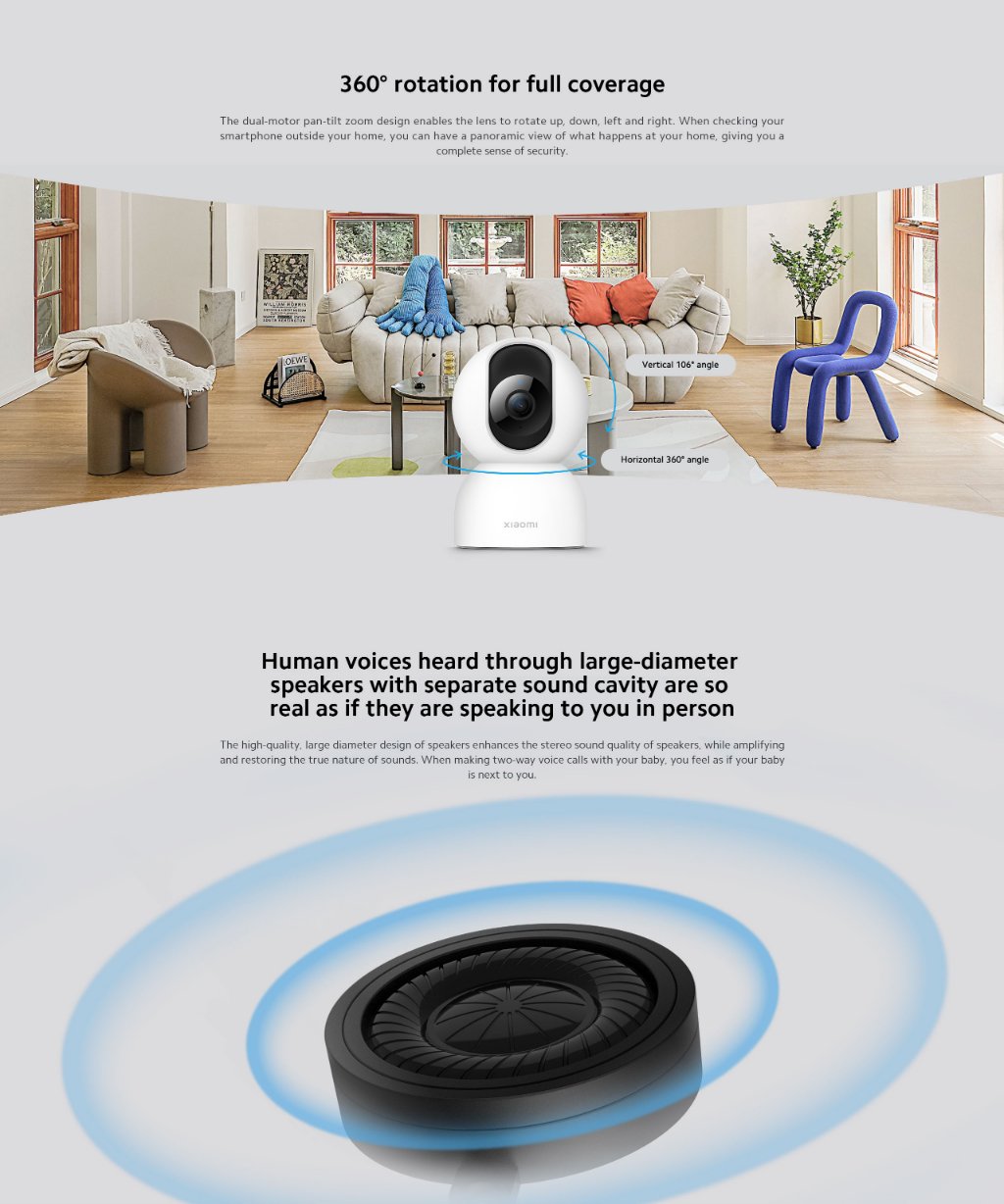Xiaomi Smart Camera C400 support flat and inverted mounting/4MP/2.4GHz WI-FI/AI human detection ...