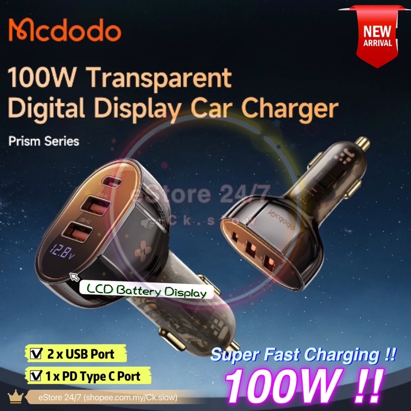 MCDODO CC 2300 Prism Series PD 100W QC3.0 Type C 2 Dual USB Digital ...