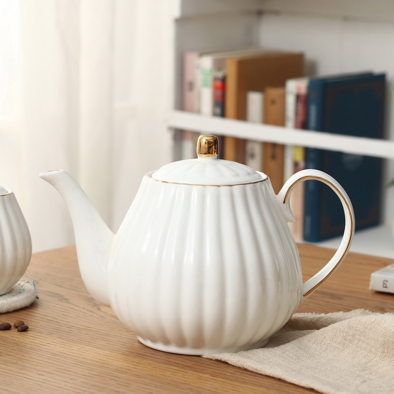 White Porcelain Teapot English Tea Pot 1200ml Bone China Nordic Teapot ...