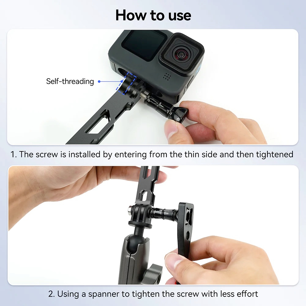 TELESIN Metal Extension Rod Selfie Stick Mount for GoPro HERO ...