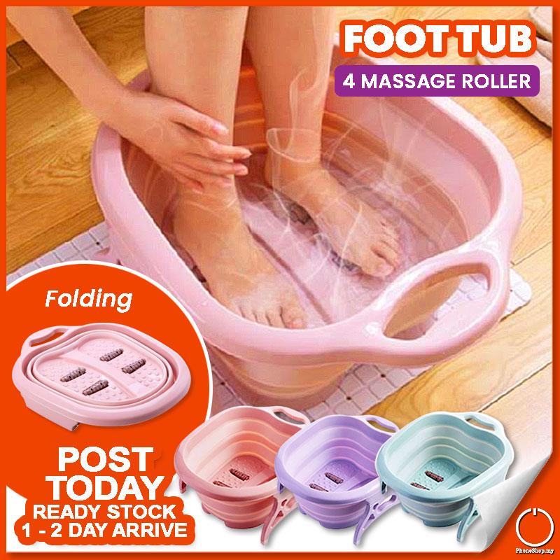 𝐅𝐑𝐄𝐄 𝐌𝐀𝐒𝐒𝐀𝐆𝐄 𝐑𝐎𝐋𝐋𝐄𝐑 Foot Bath Bucket Foldable Hot Water Feet Wash Soak ...