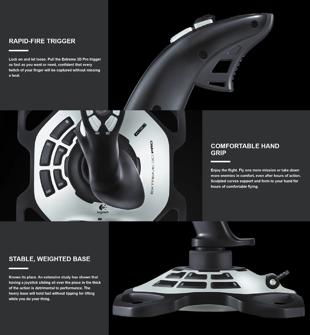 LOGITECH G EXTREME 3D PRO Joystick with 8-way Hat Switch, 12 ...