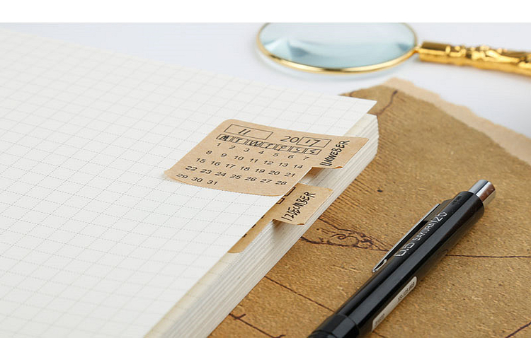 Vintage Kraft Paper Perpetual Calendar Index Stickers Self Fill in Year ...
