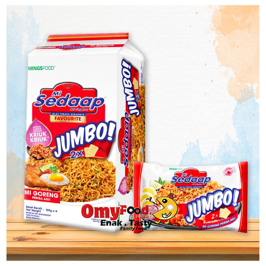 139g x 4pcs Mee Mie Mi Sedaap Sedap Jumbo! 2x Double Mi Goreng Perisa ...