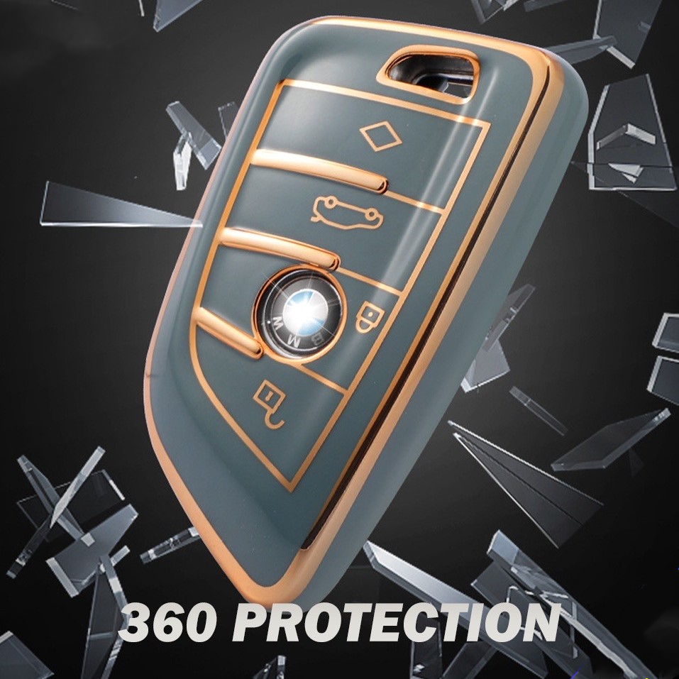 BMW Car Key Cover Chrome Reflection TPU Car Key Remote Casing Sarung ...
