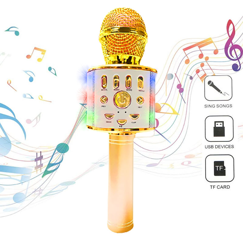 𝗪𝗜𝗥𝗘𝗟𝗘𝗦𝗦 WS858 Portable Mic Bluetooth Speaker Hifi 2600mAh KTV Karaoke Microphone Loudspeaker ...