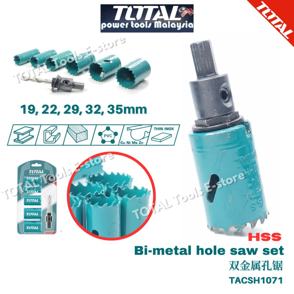 TOTAL HSS Bi-metal hole saw 7 Pcs set 双金属孔锯 - TACSH1071 | Shopee Malaysia