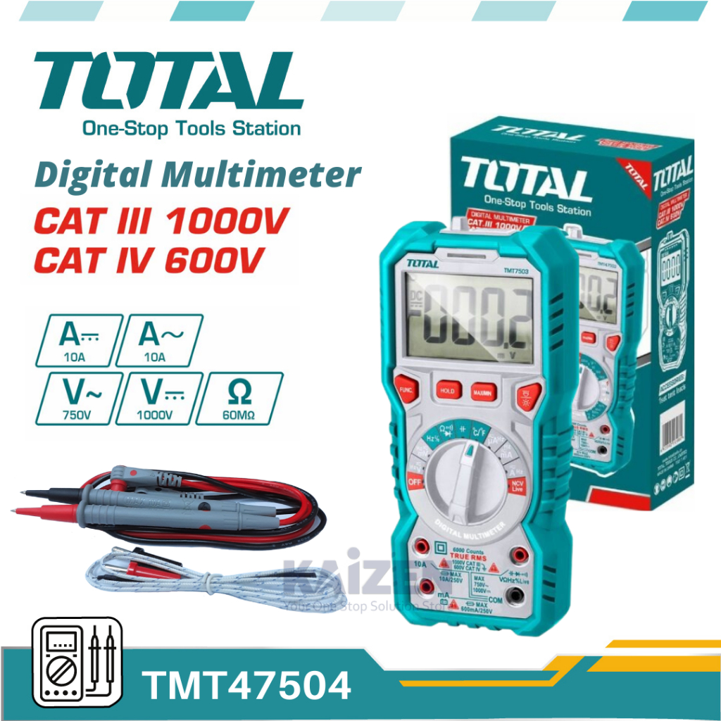TOTAL TMT47504 Digital Multimeter CATIII 1000V CATIV 600V | Shopee Malaysia