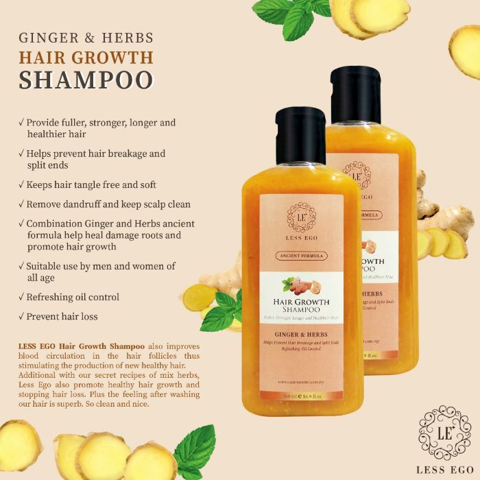 Less Ego Ginger Shampoo 500ml For Men and Women Hair Care Ginger ...