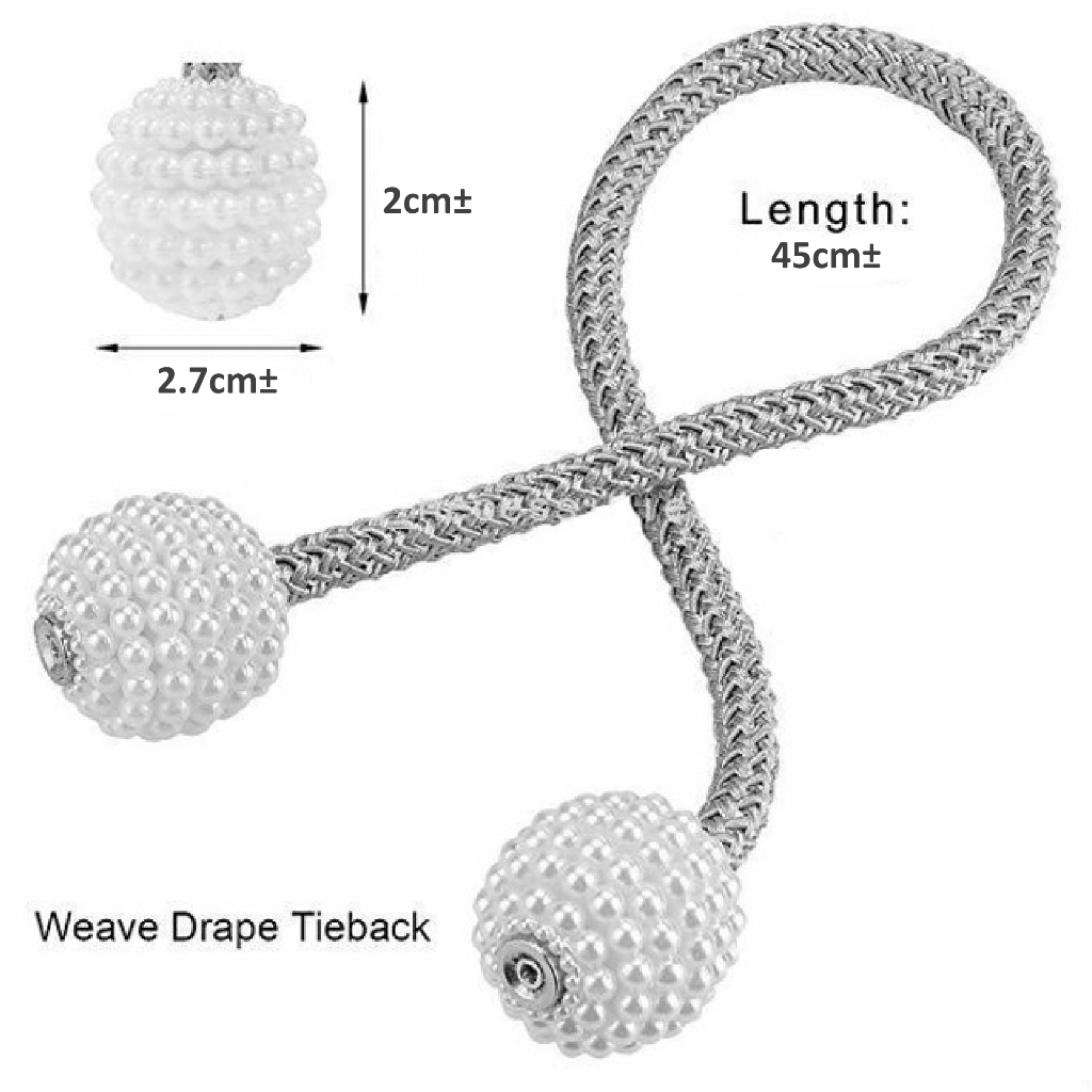 Magnetic Curtain Tiebacks Pearl Ball Design Tieback Rope Holdback ...