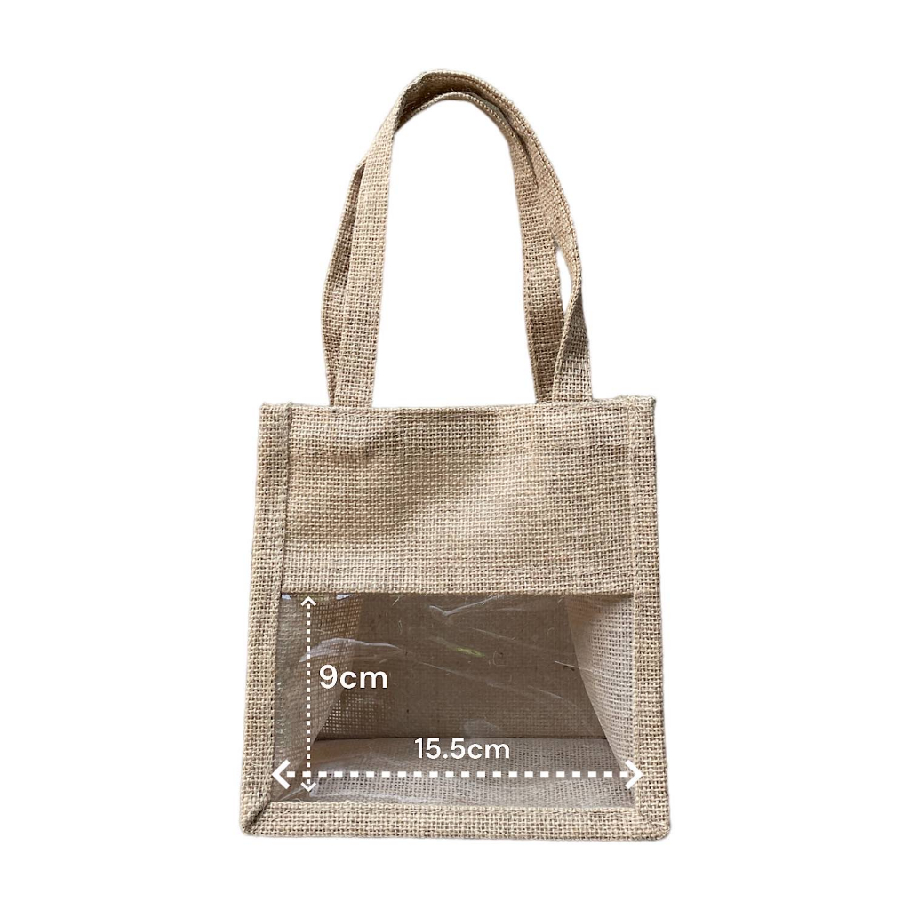 Small Mini Jute Bag With Window Gift Bag Wedding Bag Mini Product Bag ...