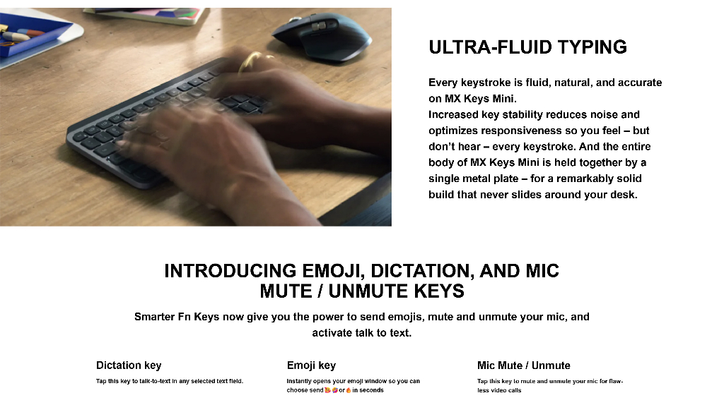 LOGITECH MX KEYS MINI Wireless Keyboard with Easy-Switch Keys, Smart ...