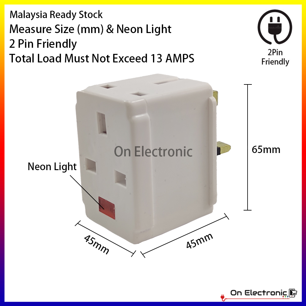 3 Way 13a Multi Universal Socket Adaptor Travel Extension Plug Multi