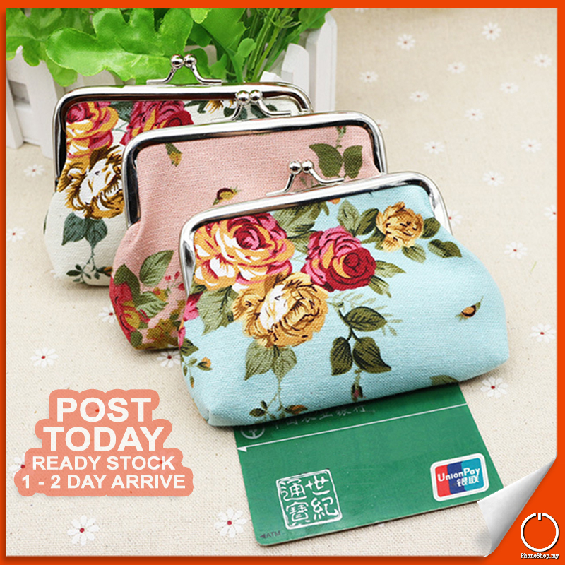 𝐄𝐀𝐒𝐘 𝐀𝐂𝐂𝐄𝐒𝐒 Mini Retro Canvas Coin Purse Buckle Closure Vintage Girl ...