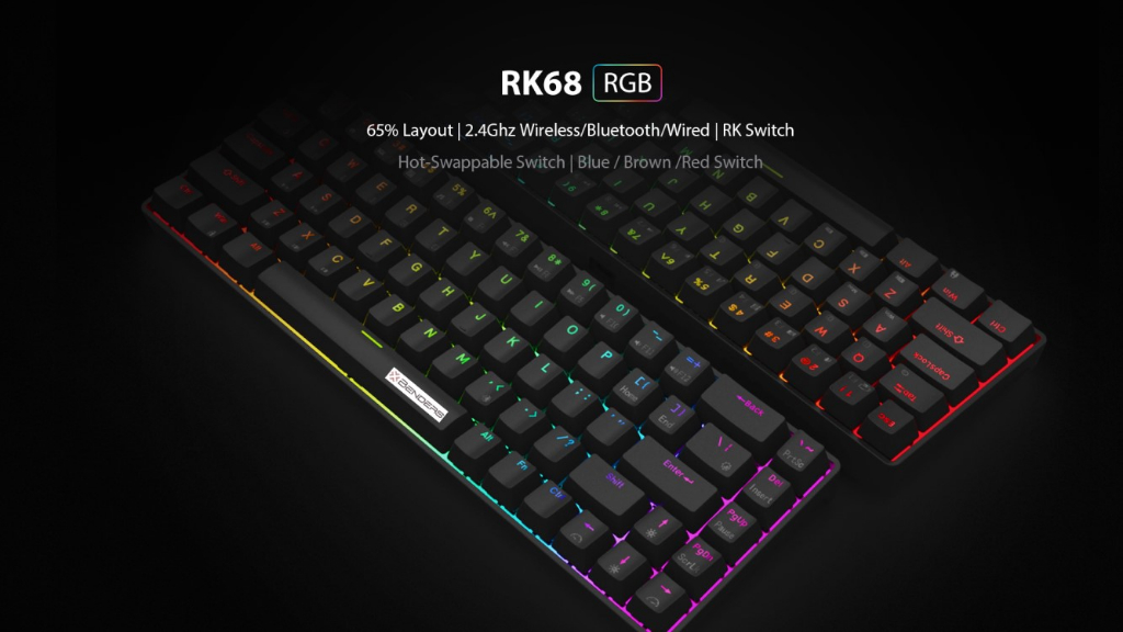 RK68 RKG68 Royal Kludge 68 Keys RGB Mechanical Keyboard Wireless ...