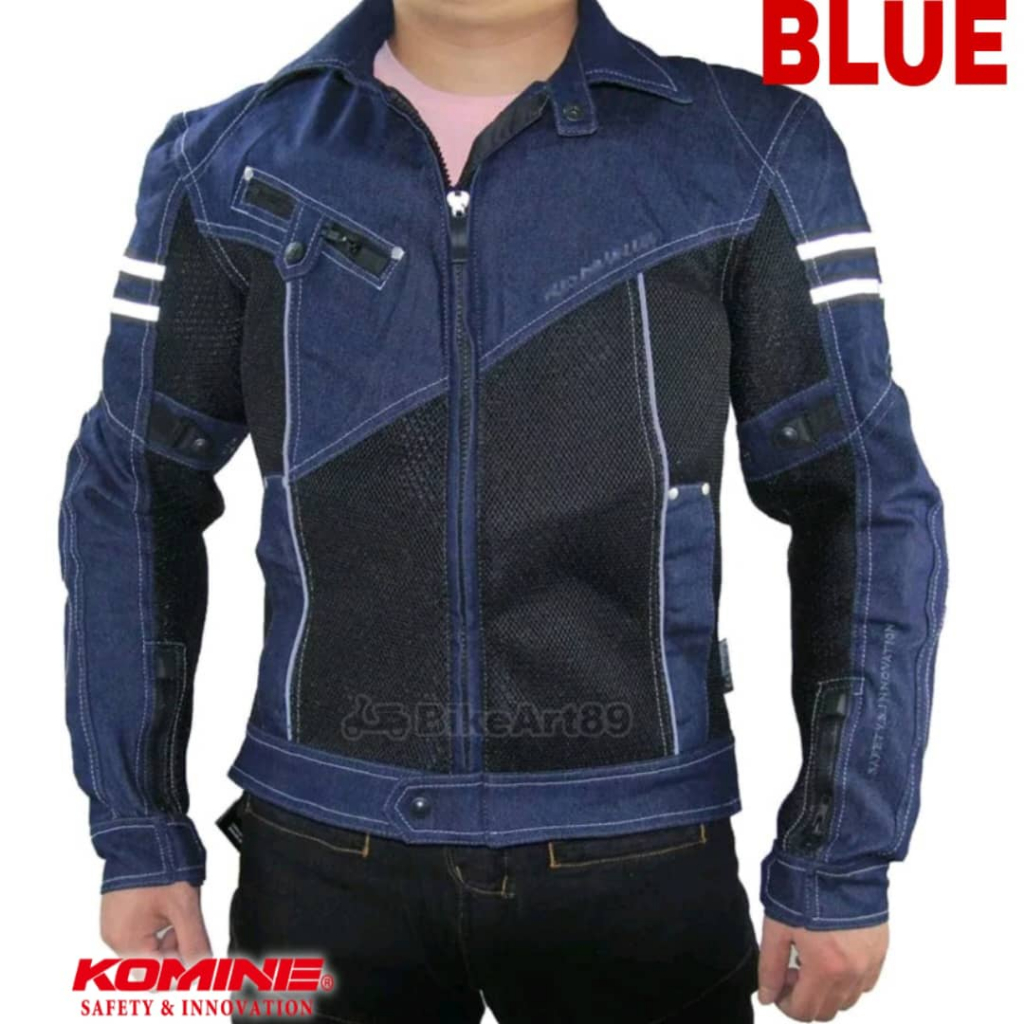 Jacket KOMINE JK006 Waterproof Fashion Denim Mesh Motorcycle Riding Jacket Lady & Men Wanita ...