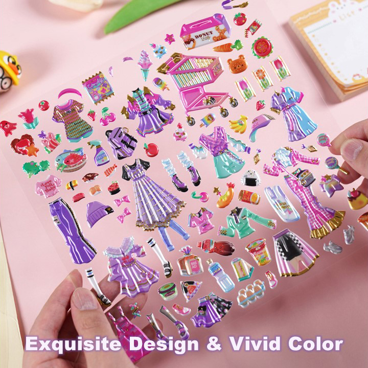 3D Scenes Puffy Dress Up Sticker Bubble Change Clothes Sticker ...