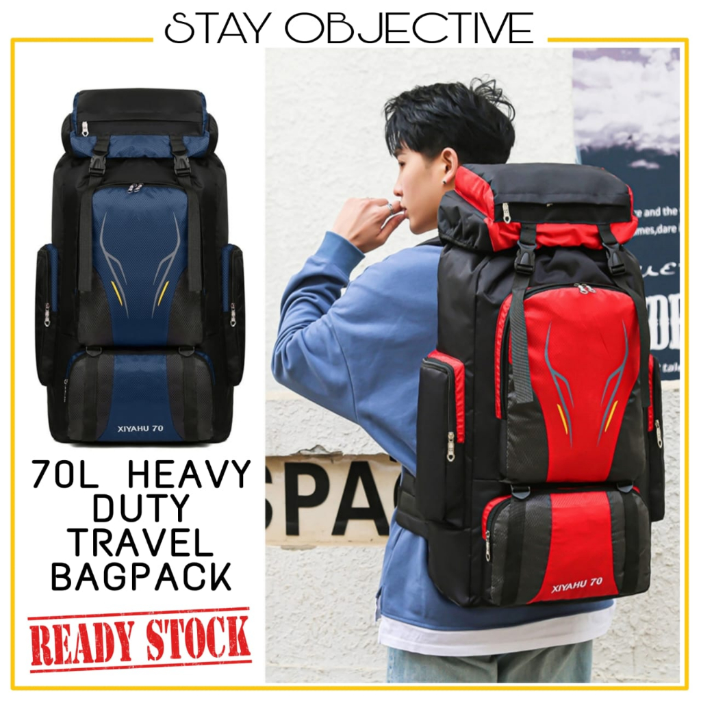 80L Large Capacity Backpack Waterproof Beg Hiking Bag Military Daki ...
