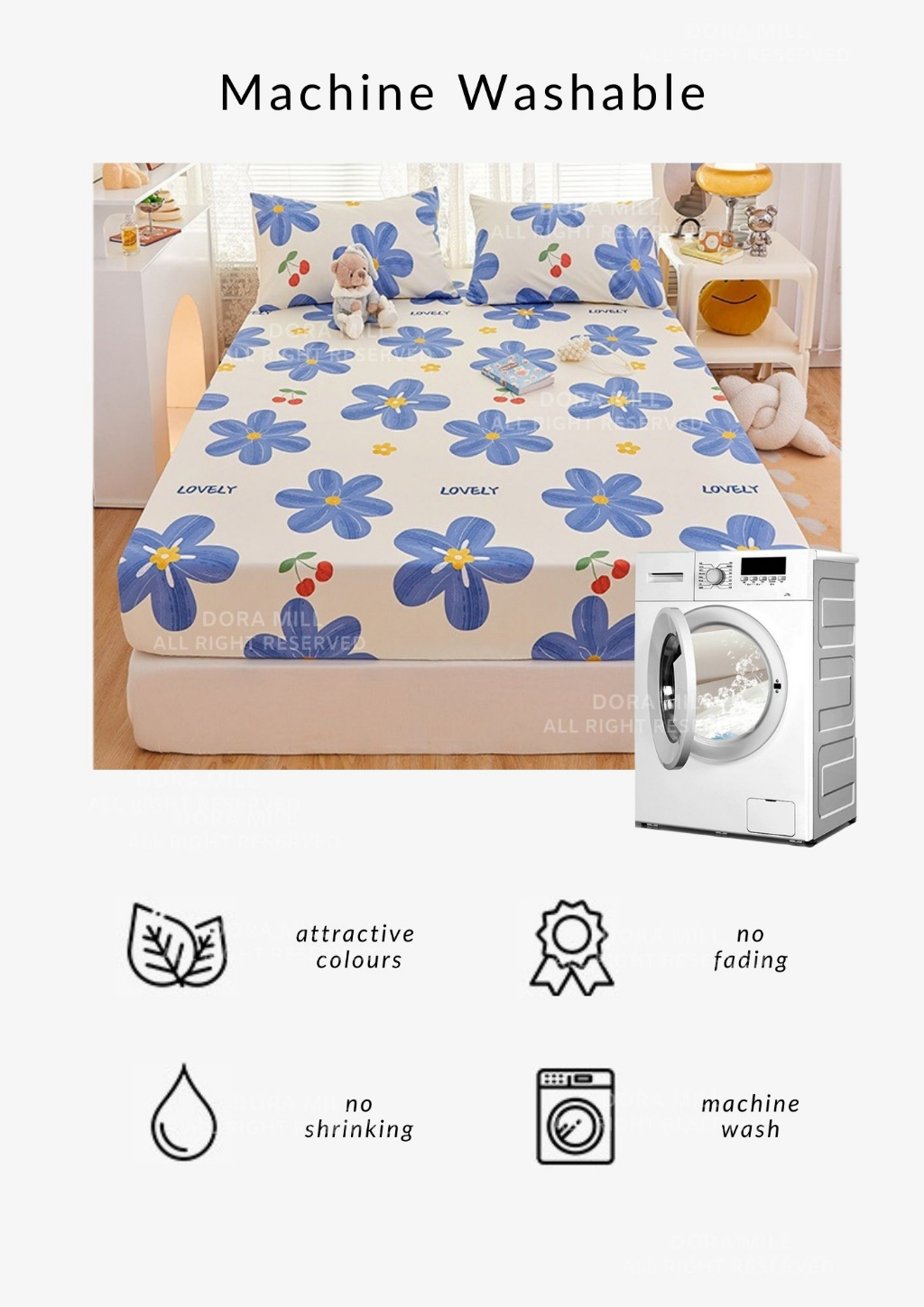DM⭐Premium Cotton 4in1 Queen 2in1 Single Fitted Bedsheet Set Cadar ...