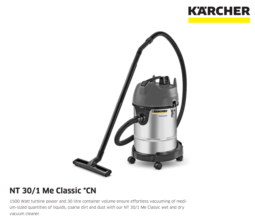 Karcher Dry & Wet Vacuum Cleaner NT 30/1 Me Classic / Nt38/1 Vakium ...