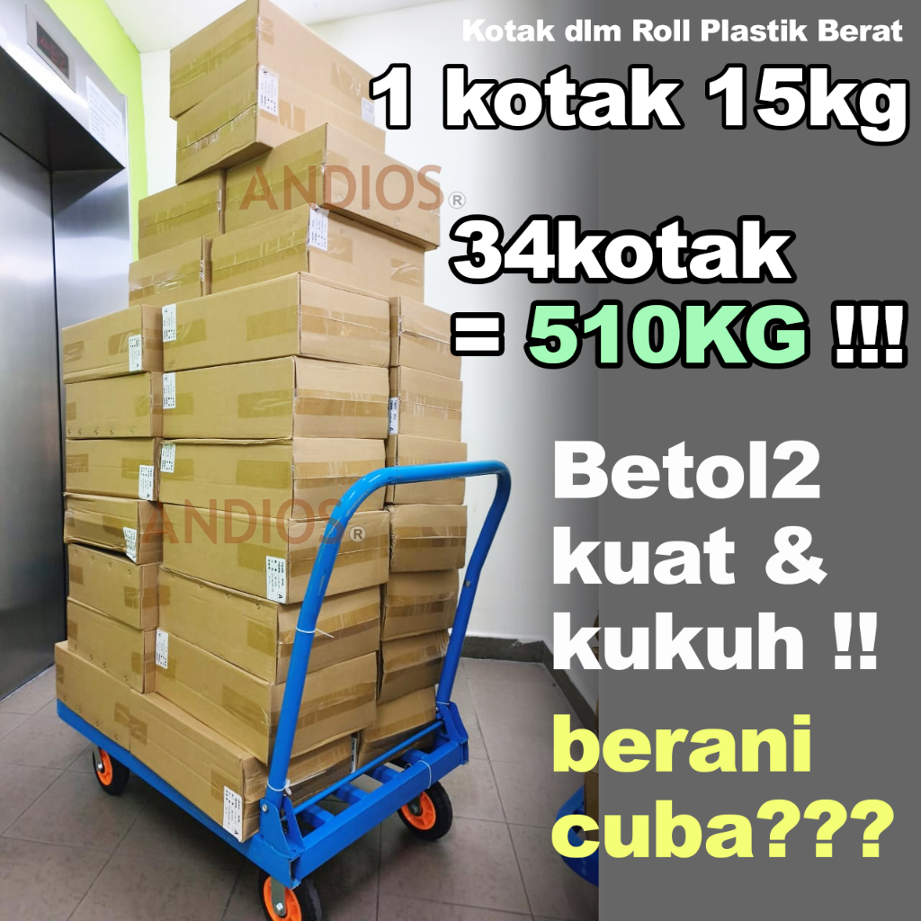 Troli Besar 600KG Large Trolley Heavy Duty Iron Steel Besi Folding ...