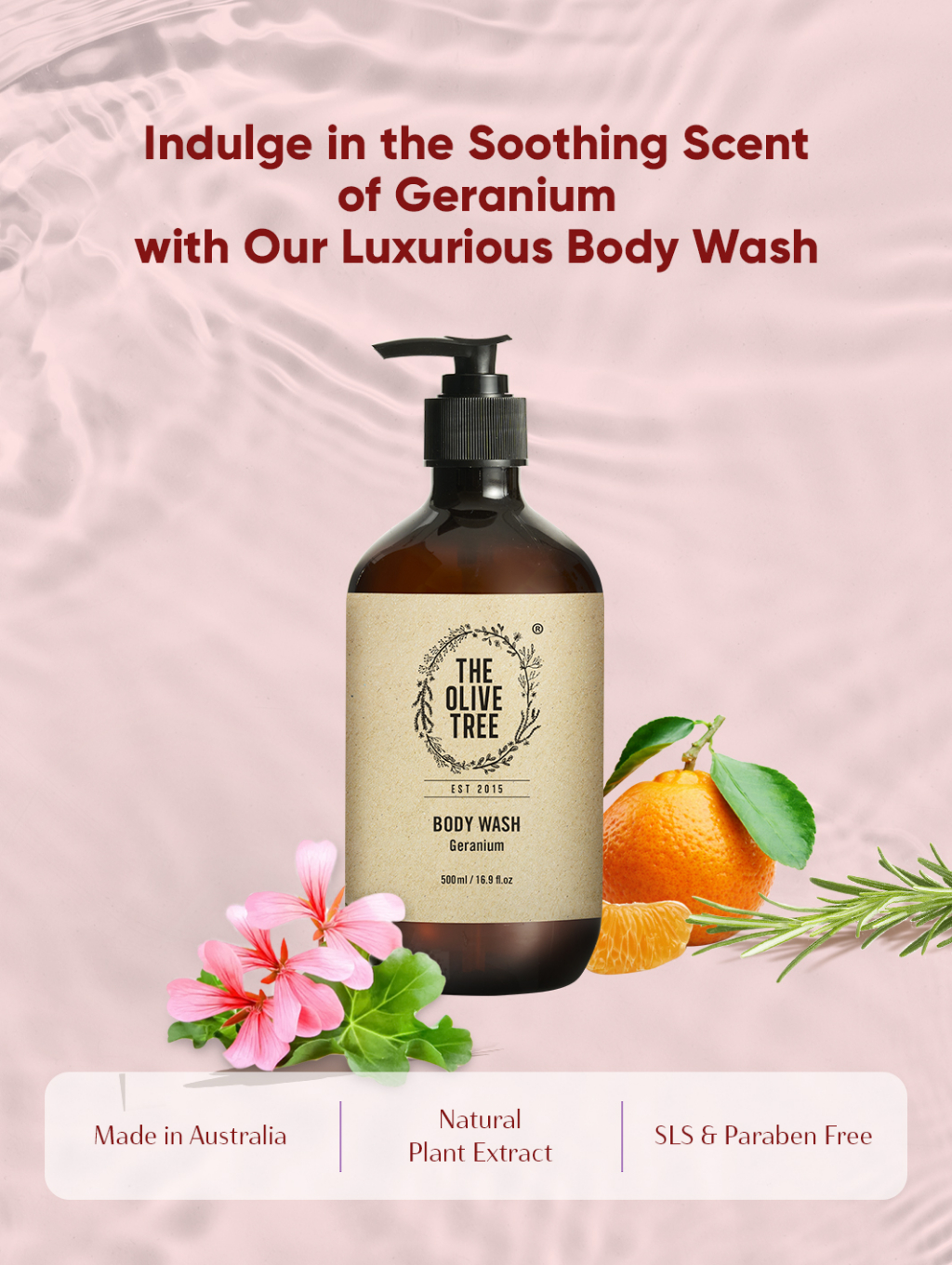 The Olive Tree Geranium Body Wash & Lotion Set for Pimples /Dry/ Itchy ...