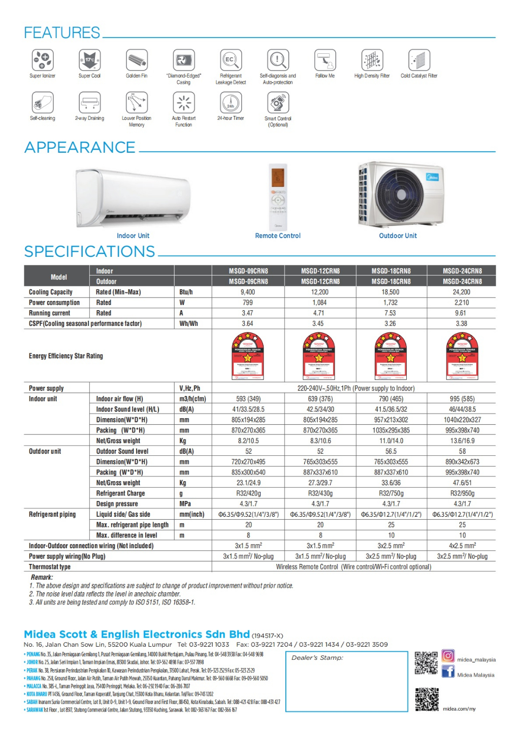 Midea New R32 1hp~2.5hp Air Cond Air Conditioner 冷气机 MSXD MSGD Aircond Penyaman Udara | Shopee ...