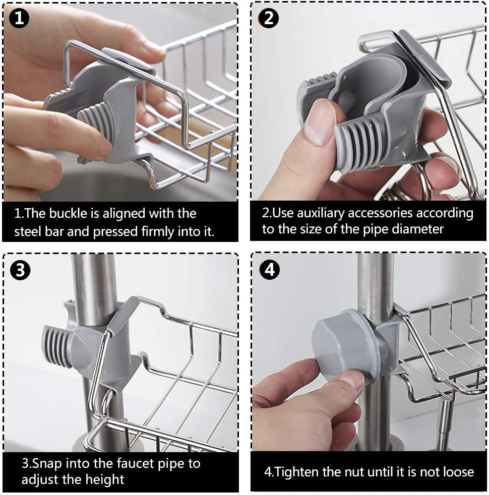 Stainless Steel Faucet Drain Rack Sink Organizer Sponge Towel Soap ...
